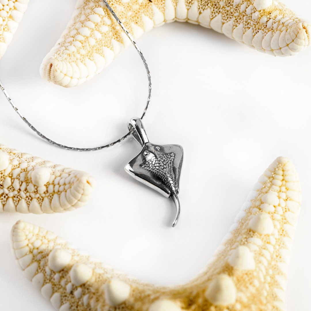 Sterling Silver Manta Ray Necklace: 24ct Gold Plated Nautical Jewelry ...