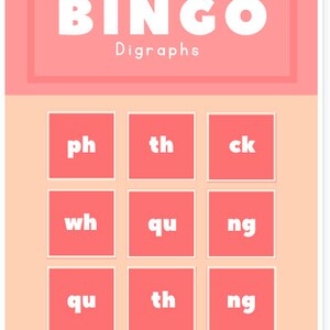 Teaching DIGRAPHS- Posters/bingo/worksheets Ch,sh,th,wh,ph,ck,qu - Etsy