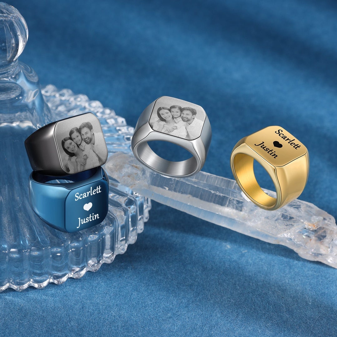 Custom Photo Ring Personalised Steel Photo Ring for Men - Etsy