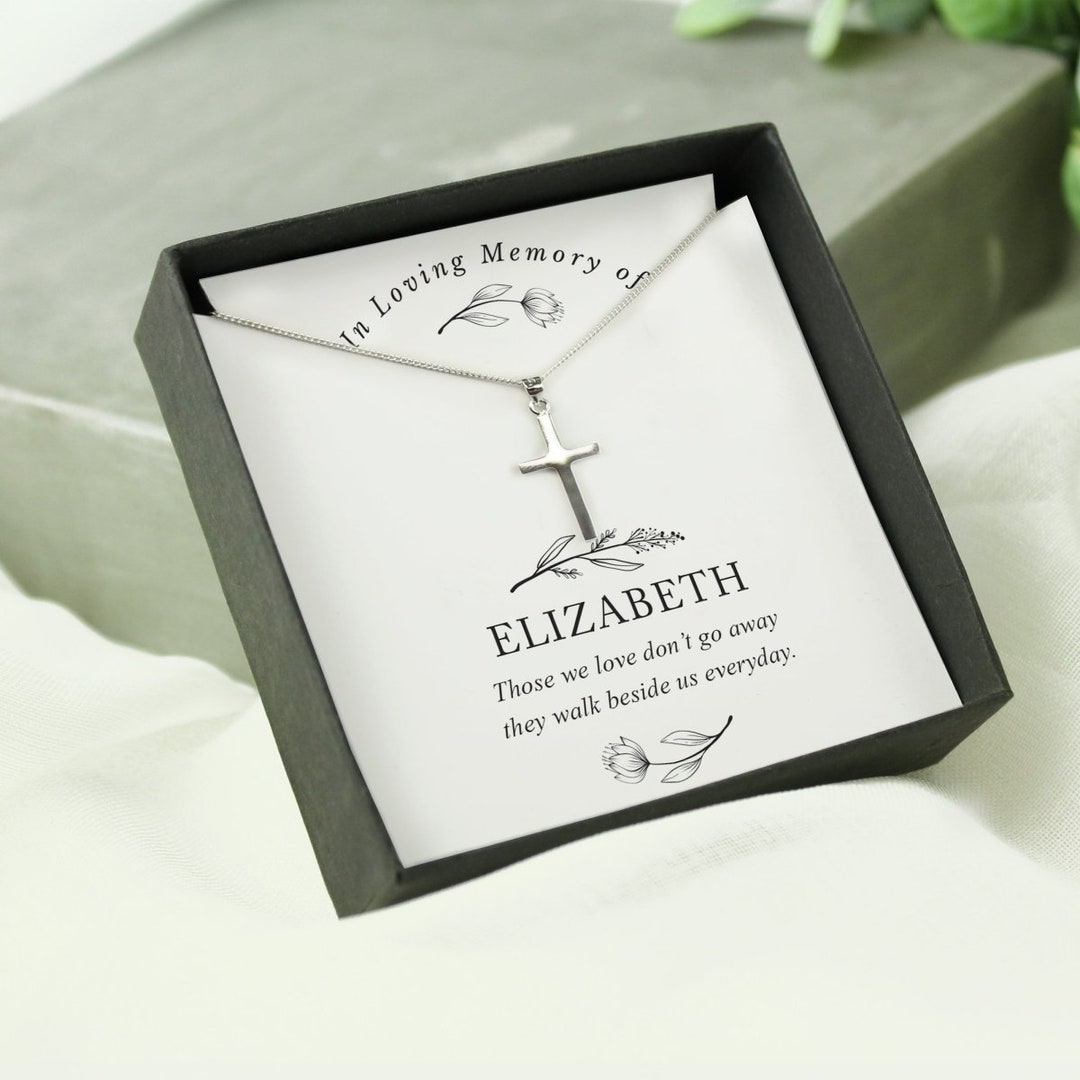 Personalised in Loving Memory Cross Memorial Necklace & Box - Custom ...