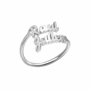 Custom Name Ring, Cutout Name Open Ring, Double Name Ring, Ladies Name ...