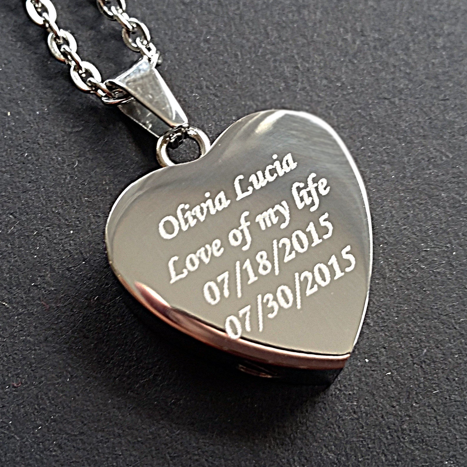 Memorial Ashes Pendant Necklace Photo Engraved Memorial Heart - Etsy