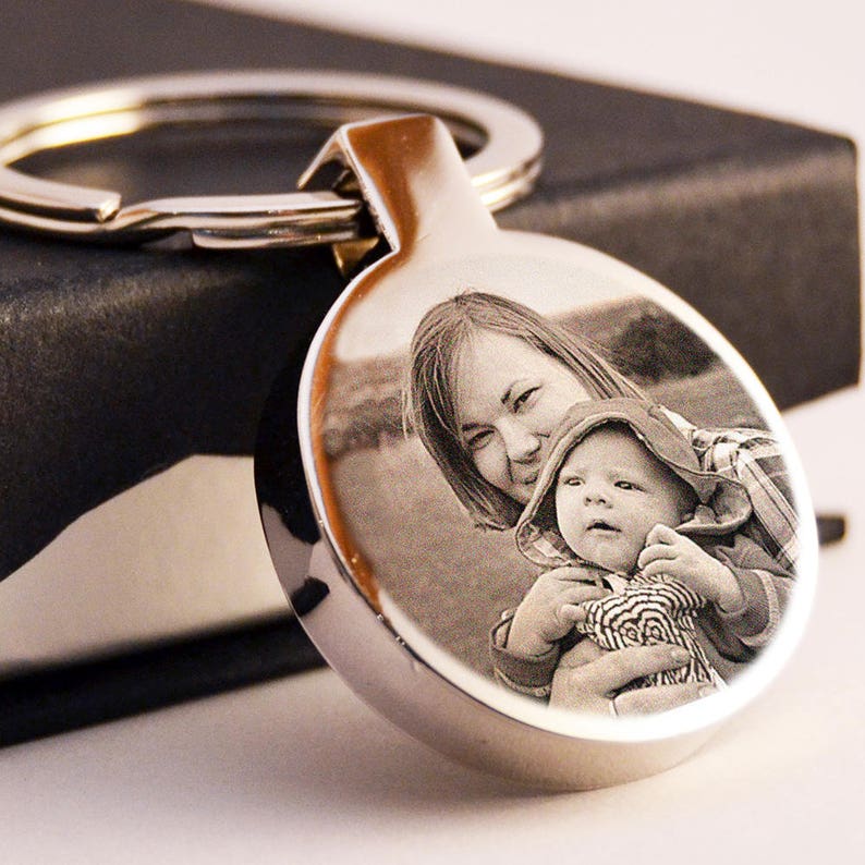 Round Photo Key Chain Personalised Keyring Picture and Text - Etsy