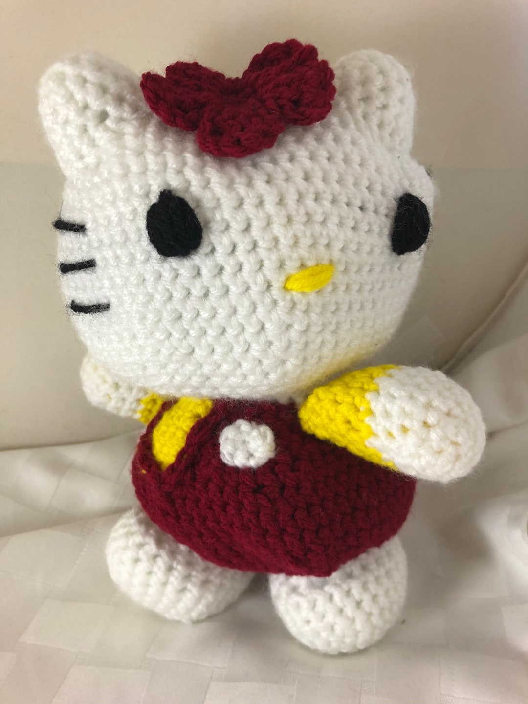 Hello Kitty Stuffed Doll, Hand Made Crocheted and Unique, 11 Inches ...