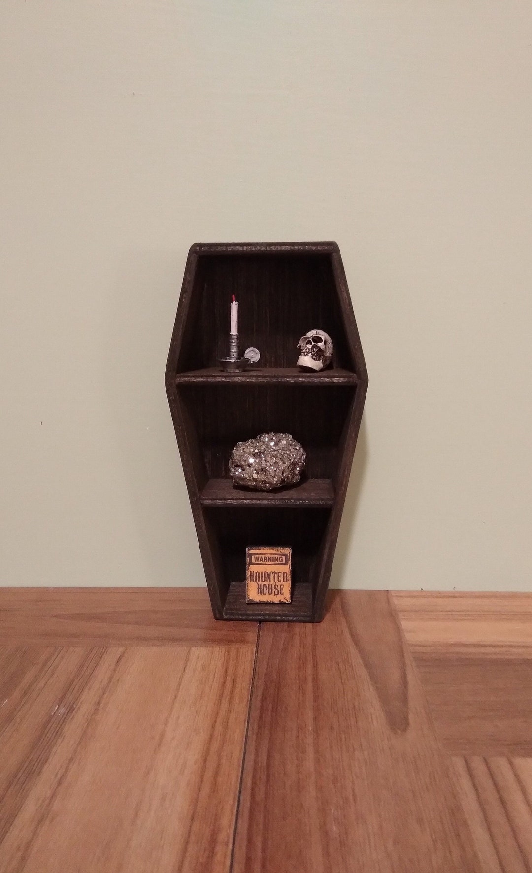 Walnut Stained 1:6 Scale Coffin Shelves Gothic Doll Furniture Miniature ...