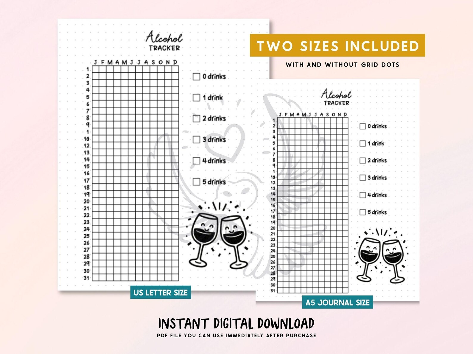 Alcohol Tracker Printable, Drinking Habit Tracker, Sober Curious ...