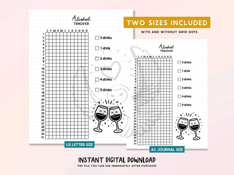 Alcohol Tracker Printable, Drinking Habit Tracker, Sober Curious ...