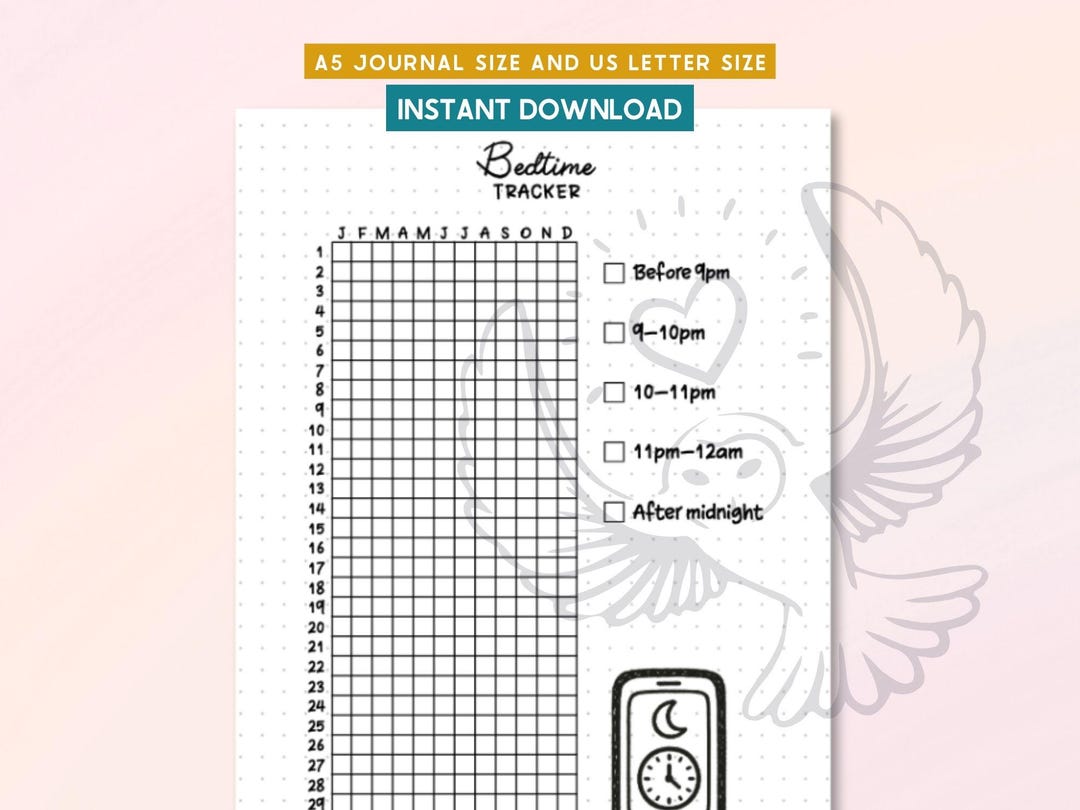 Bedtime Tracker Printable, Sleep Schedule Journal, Daily Planner Page ...