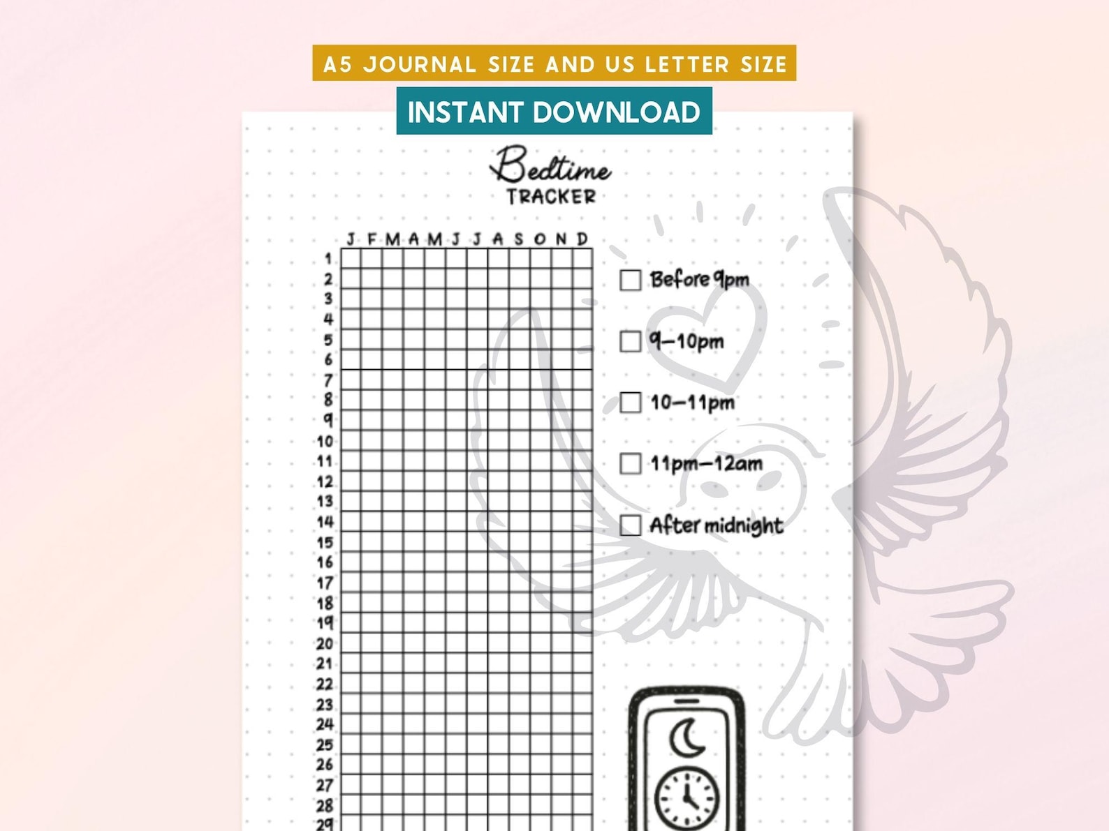Bedtime Tracker Printable, Sleep Schedule Journal, Daily Planner Page ...