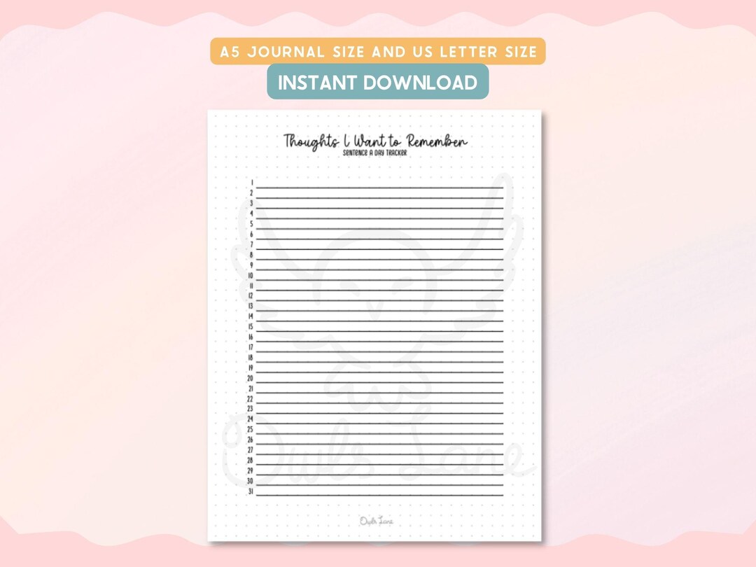 Thoughts I Want to Remember Printable Journal Pages | Daily Thought ...