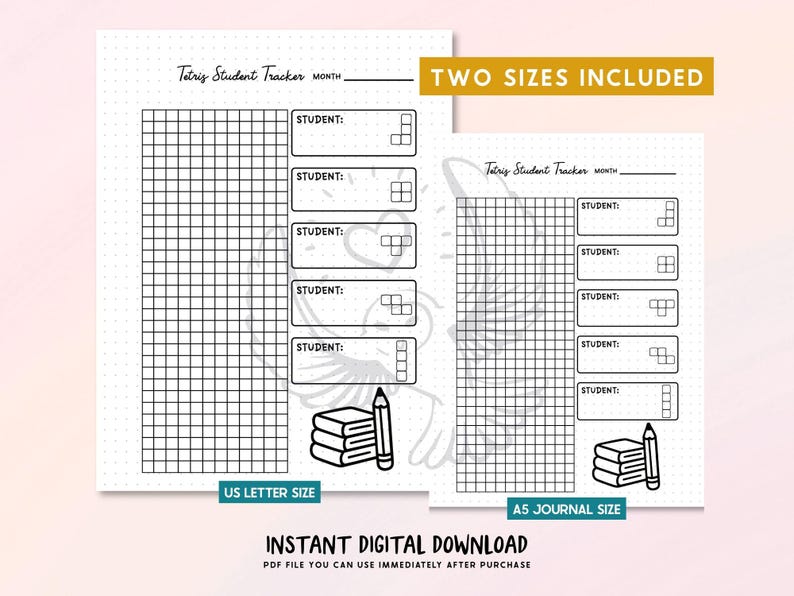 Tetris Student Tracker Printable, Grid Habit Tracker, Lesson Planning ...