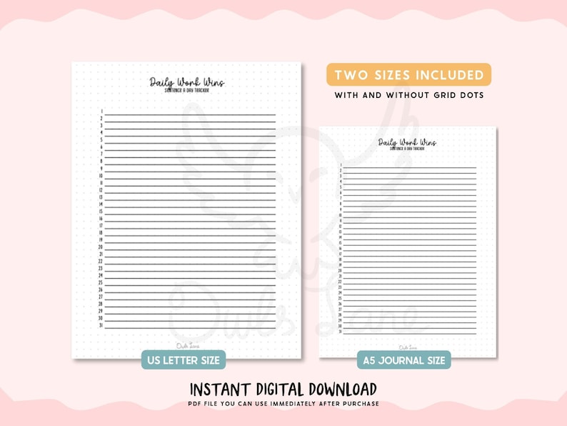 Daily Work Wins Printable Journal Pages | Sentence a Day Tracker ...