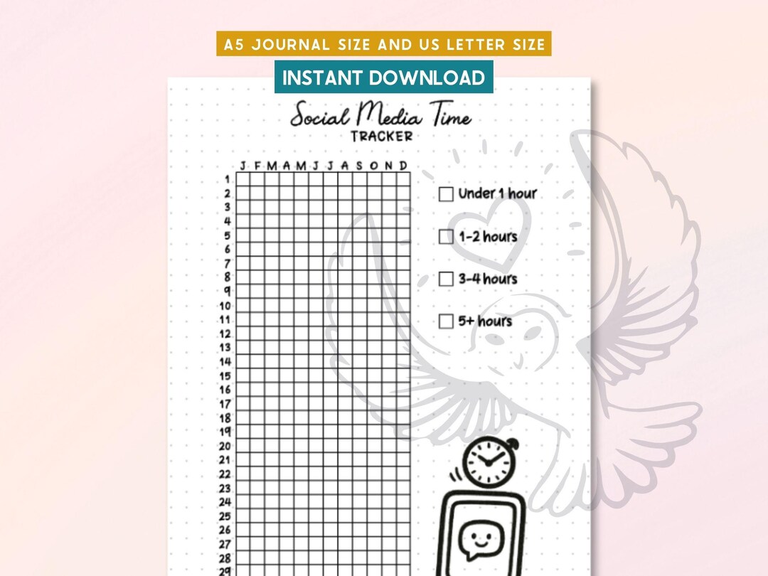 Social Media Time Tracker Printable, Screen Time Log, Digital Detox ...