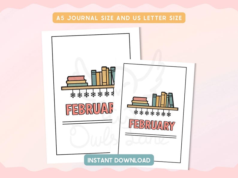 February Cover Page Printable, Book-themed Planner Cover, Monthly ...