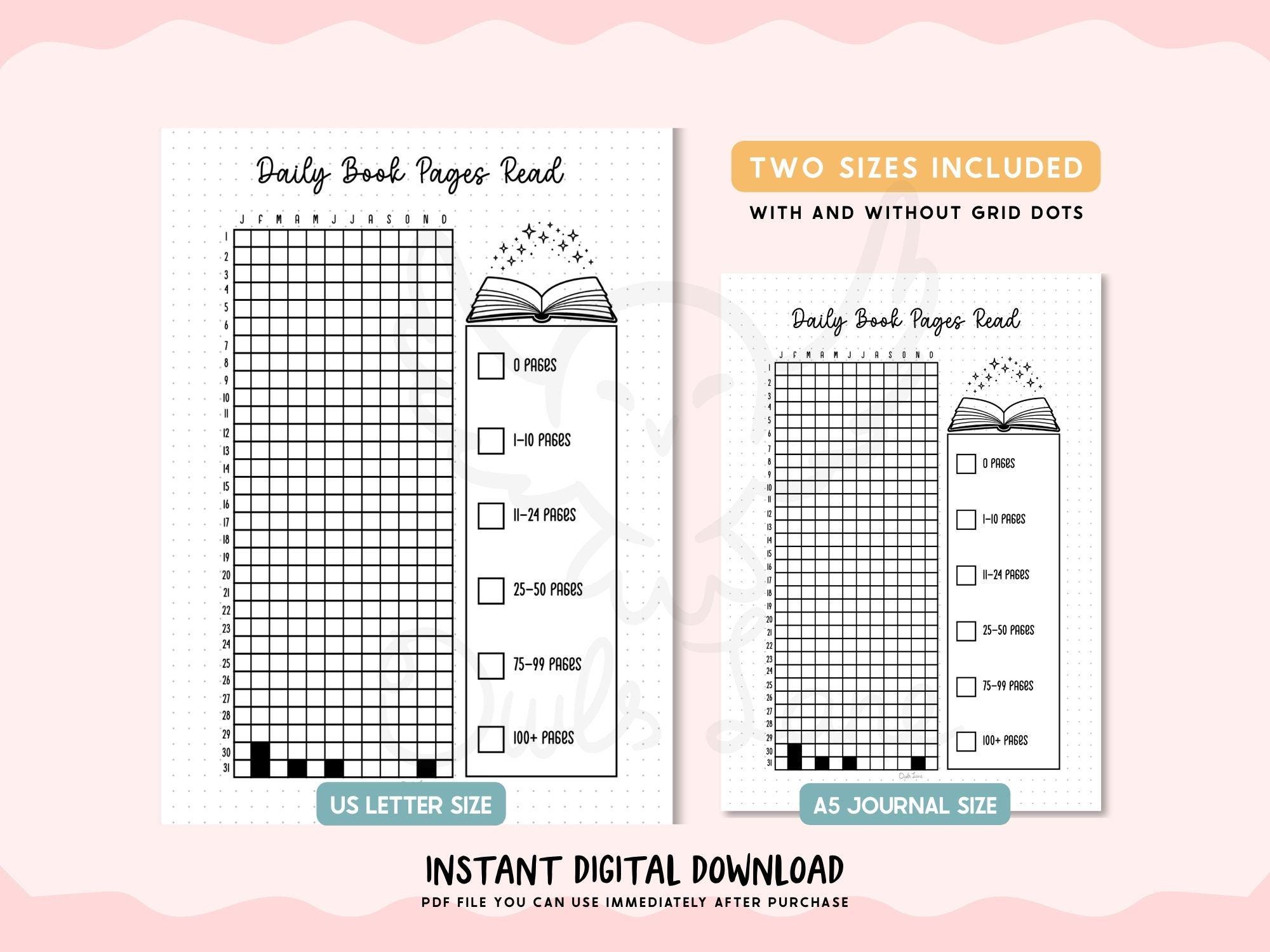 Daily Book Pages Read Tracker Printable | Reading Log & Habit Tracker ...