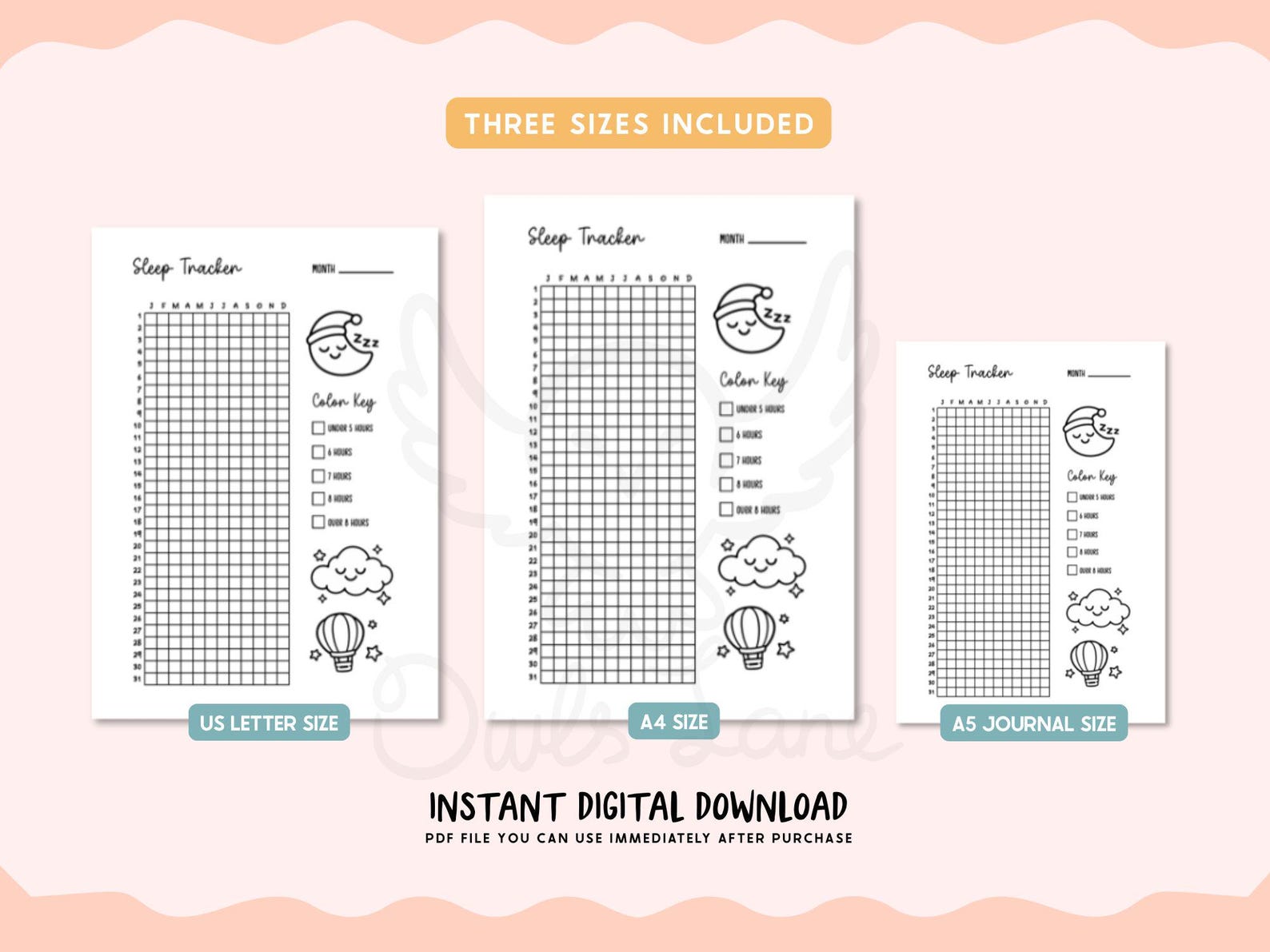 Sleep Tracker Printable Journal Pages | Monthly Sleep Log Planner ...