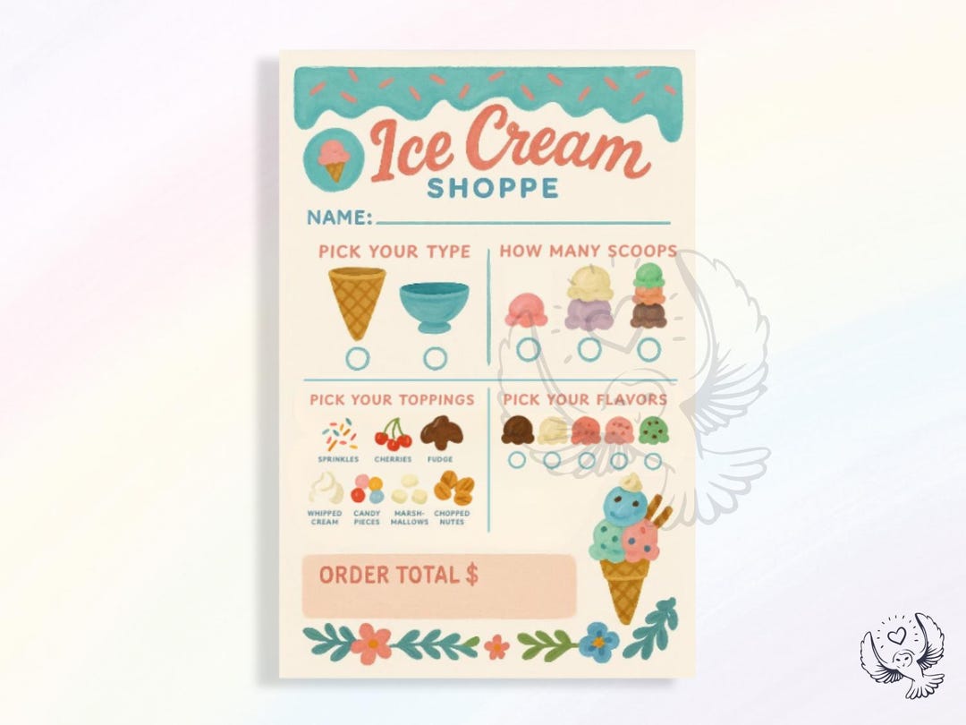 Notepad Ice Cream Shoppe Kids • Pretend Play Toy Pad • Dessert Shop ...