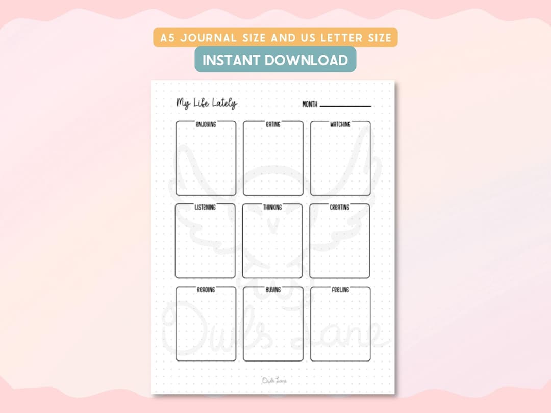 My Life Lately Printable Journal Pages | Monthly Reflection Planner ...