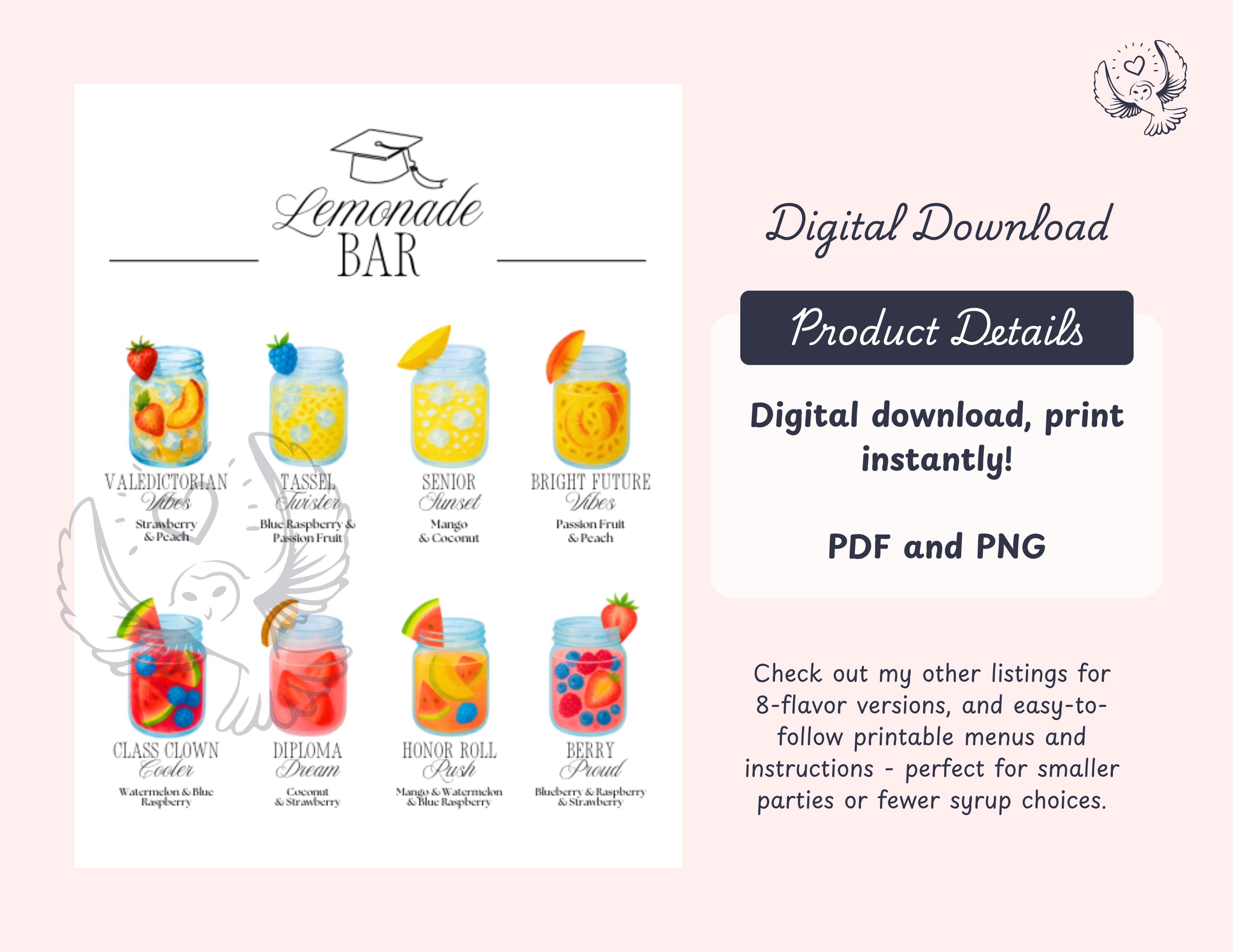 Graduation Party Lemonade Bar Menu and Iced Tea Bar Menu, Lemonade Bar ...