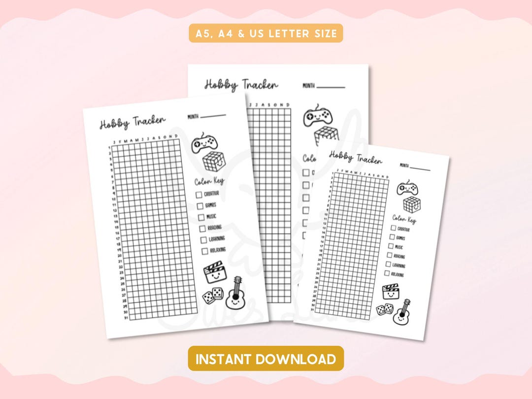 Hobby Tracker Printable Journal Pages | Monthly Hobby Log Planner ...