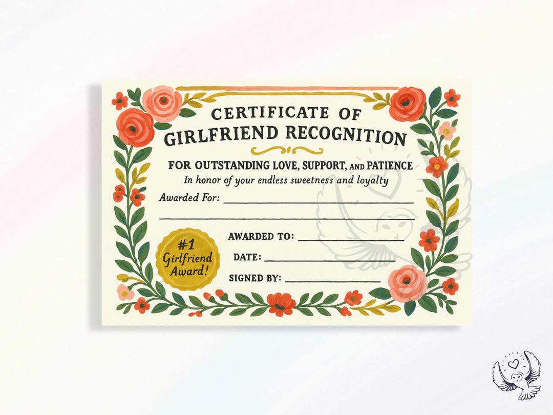 Notepad Certificate of Girlfriend Recognition • Funny Gift for Her ...