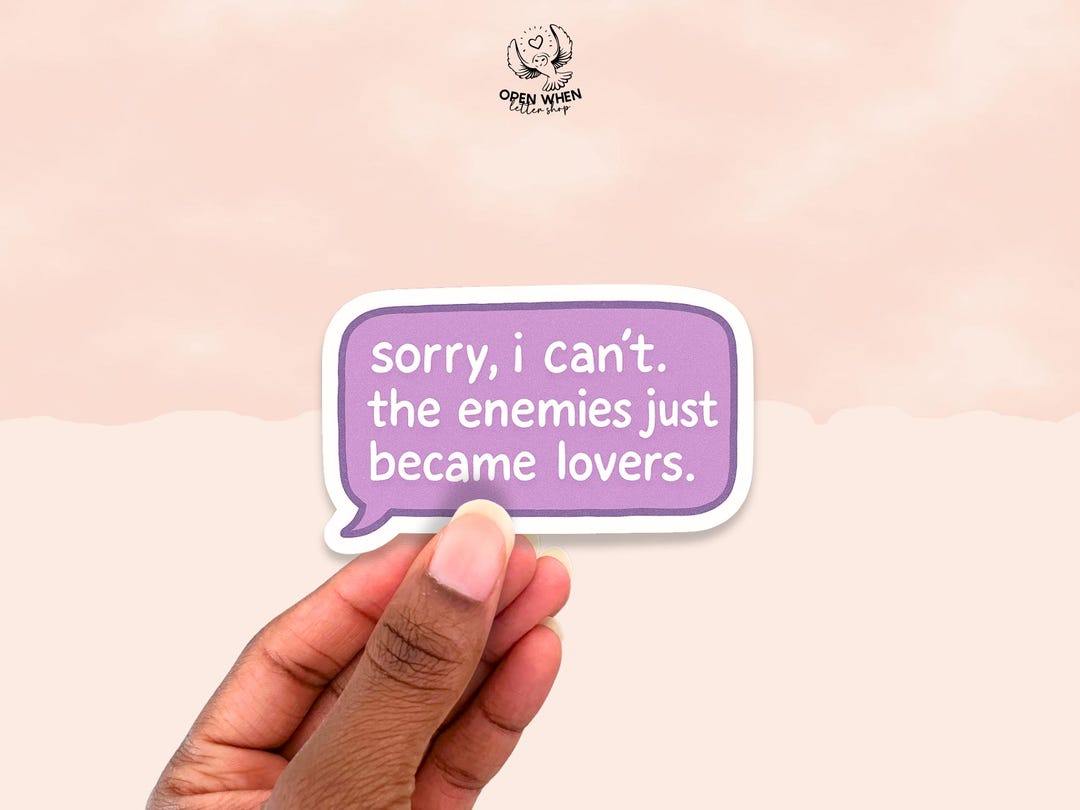 Enemies to Lovers Sticker – Funny Pink Text Message Bookish Quote for ...