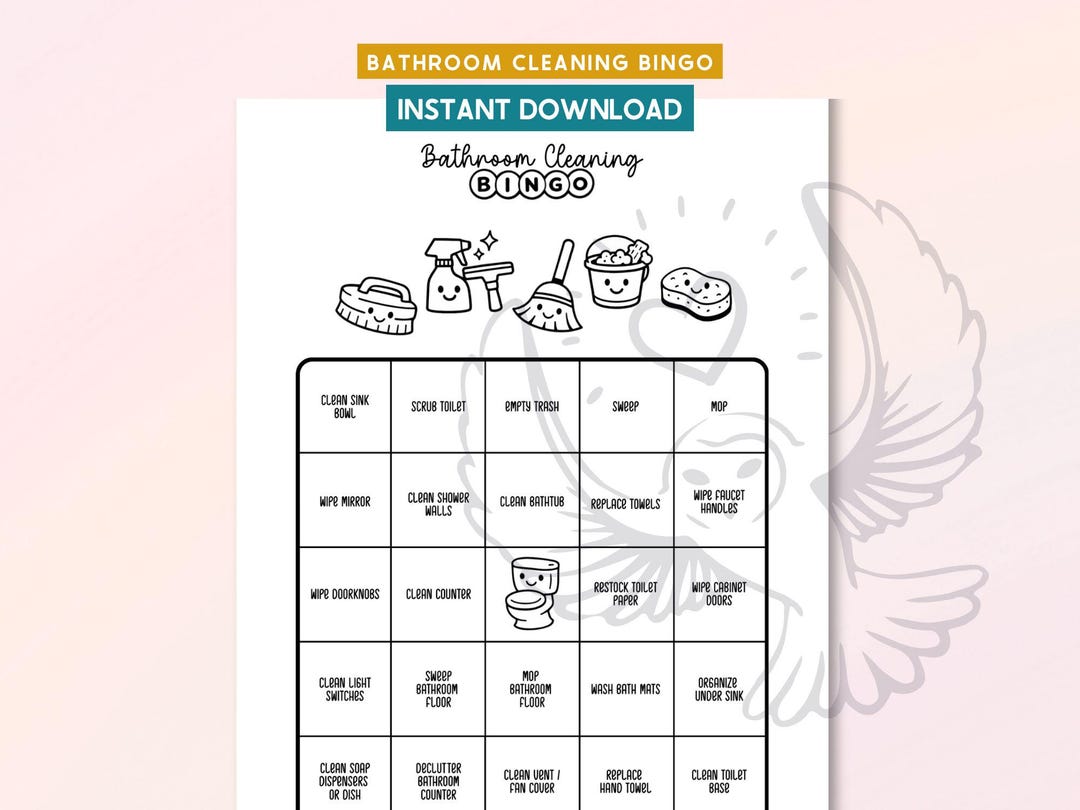Bathroom Cleaning Bingo Printable | Fun Cleaning Challenge | Motivation ...