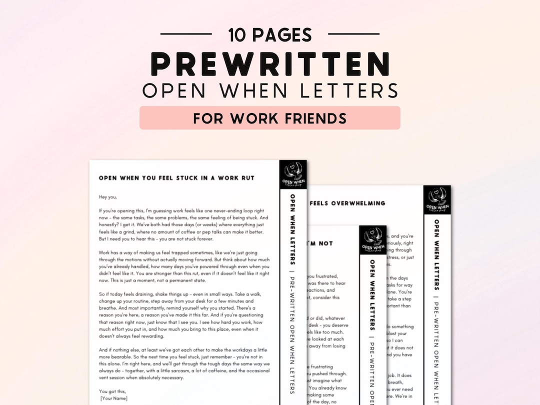 Prewritten Open When Letters for Work Friends | Best Friend Gift, Work ...