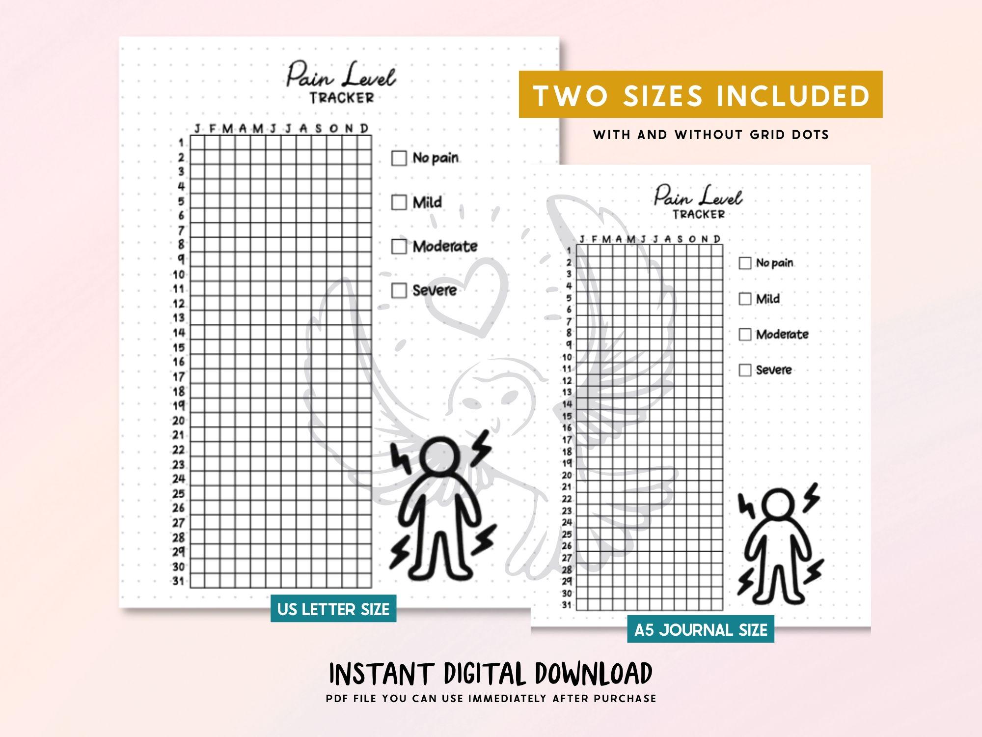 Pain Level Tracker Printable, Chronic Pain Journal, Daily Planner Page ...