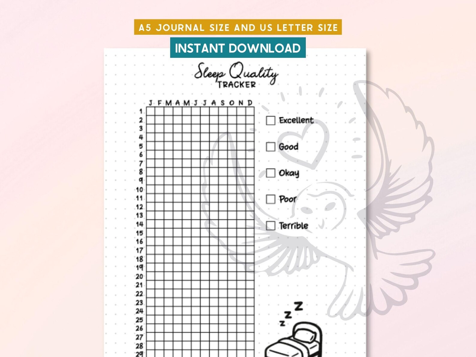 Sleep Quality Tracker Printable, Sleep Journal, Daily Planner Page ...