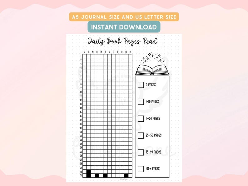 Daily Book Pages Read Tracker Printable | Reading Log & Habit Tracker ...