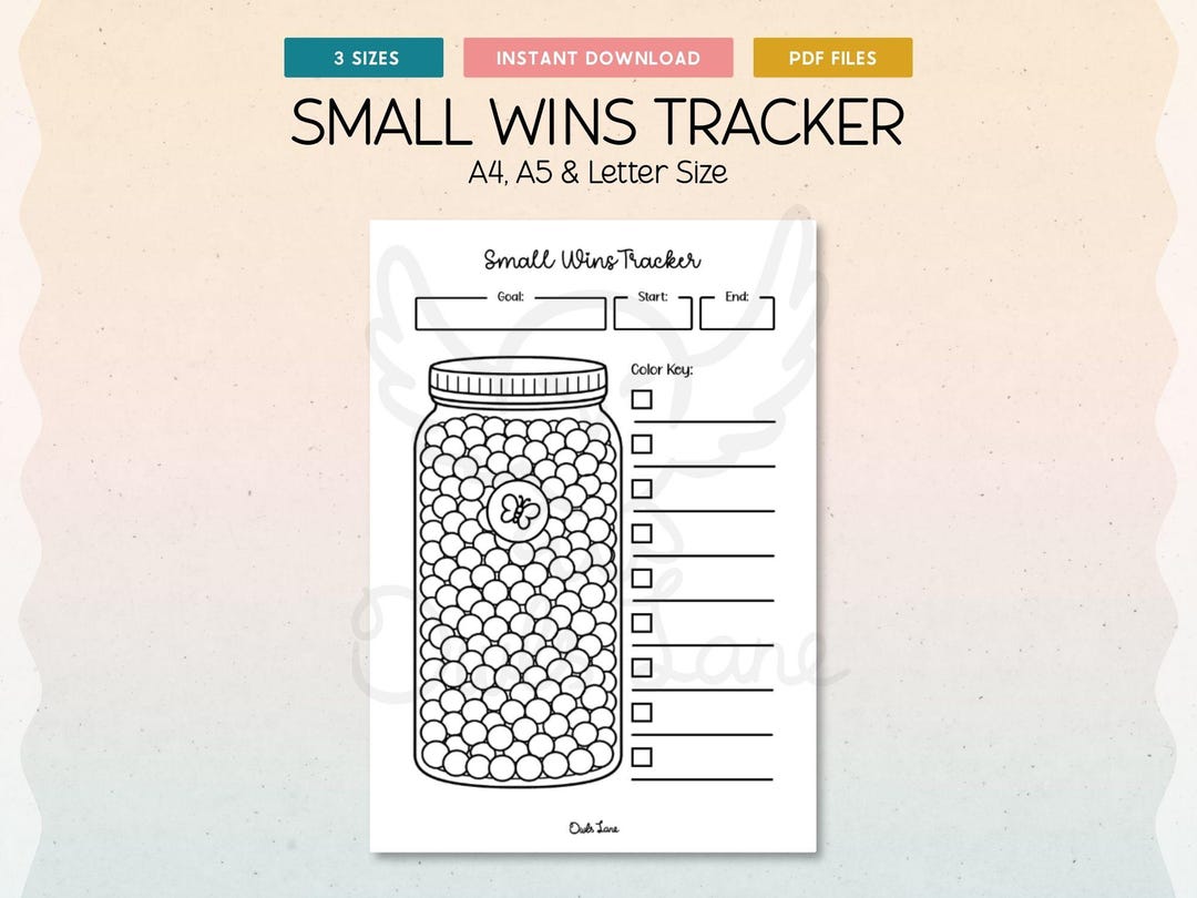 Small Wins Tracker Printable Journal Page • Goal Tracker • Planner ...