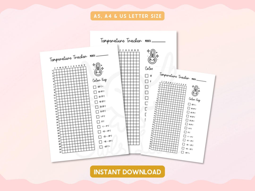 Temperature Tracker Printable Journal Pages | Monthly Temperature Log ...
