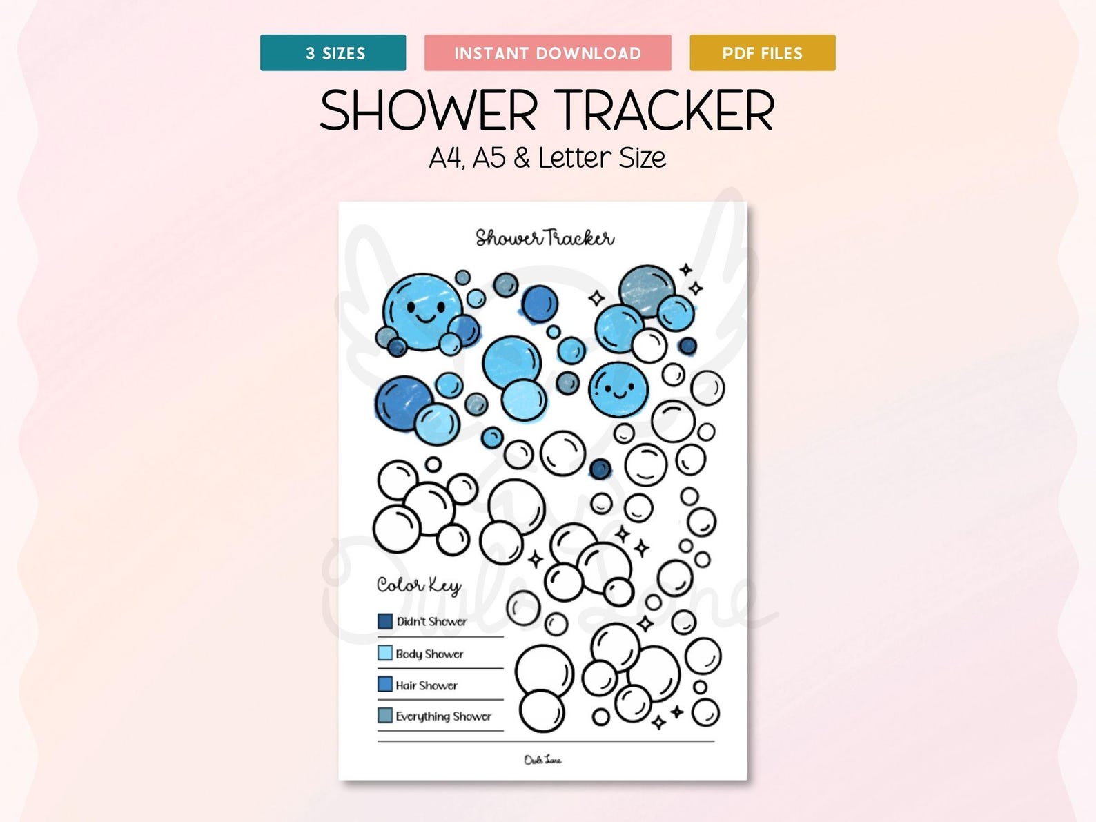 Shower Tracker Printable Journal Page • Hygiene Tracker • Planner ...