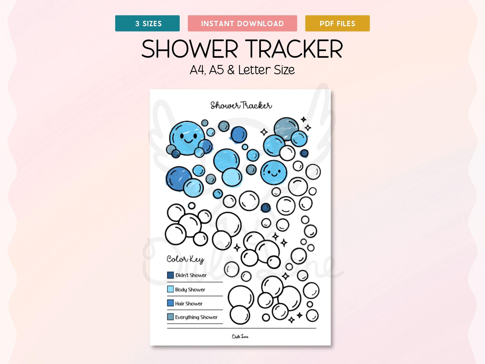 Shower Tracker Printable Journal Page • Hygiene Tracker • Planner ...