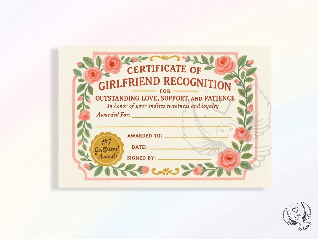 Notepad Certificate of Girlfriend Recognition • Funny Gift for Her ...