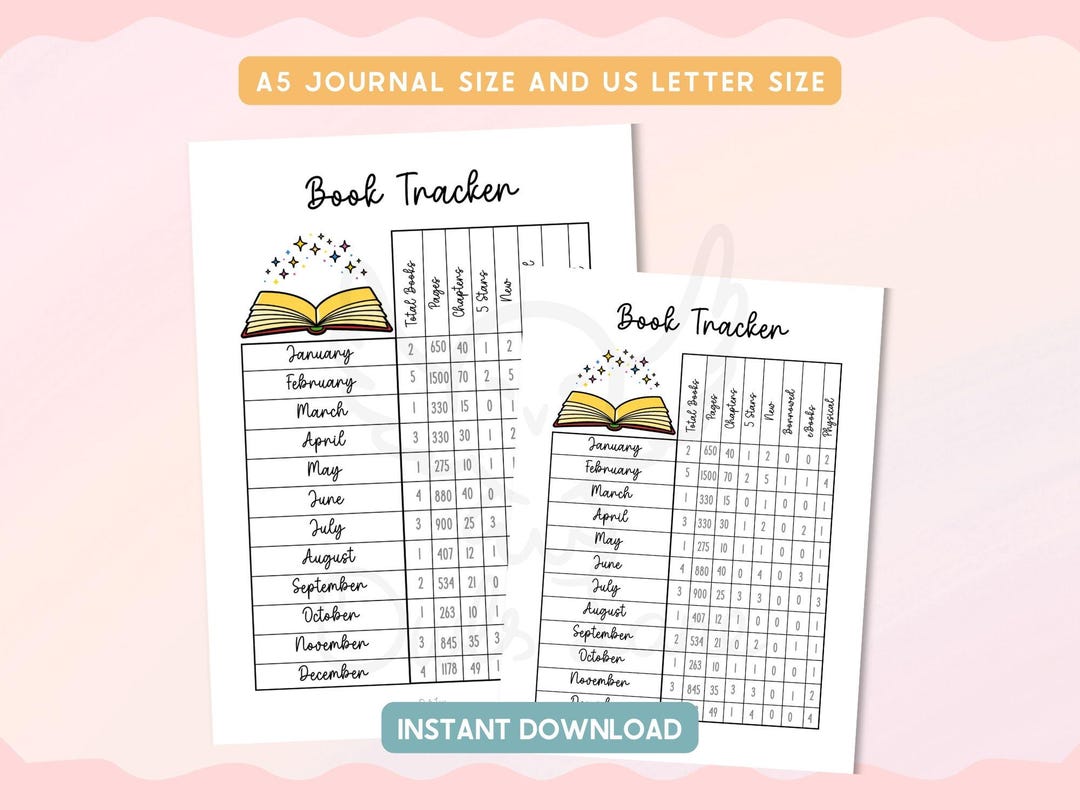 Yearly Book Tracker Printable | Reading Log Book Journal | Track Books ...