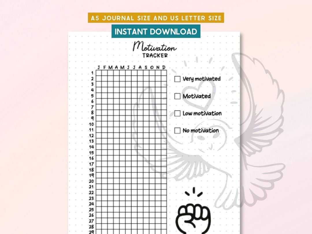 Motivation Tracker Printable, Productivity Journal, Daily Planner Page ...