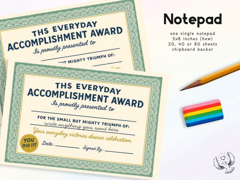 Notepad Everyday Accomplishment Reward Notepad • Funny Self Care Pad ...