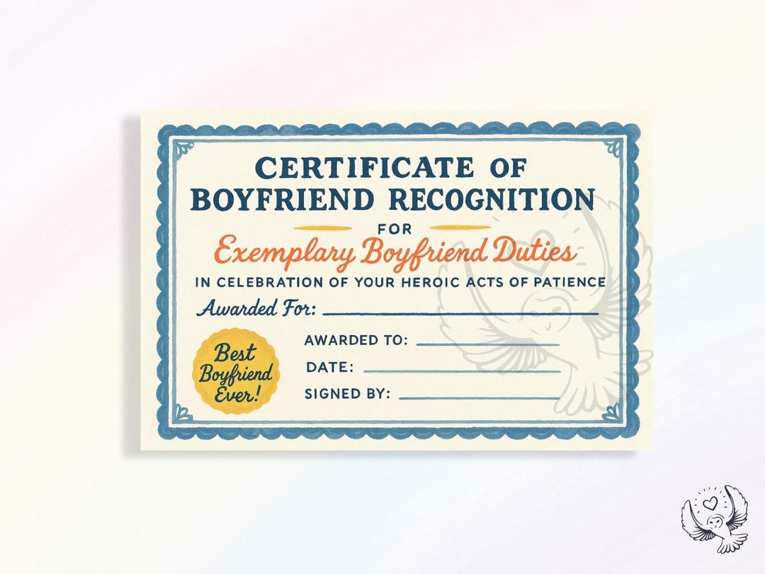 Notepad Certificate of Boyfriend Recognition • Funny Gift for Him ...