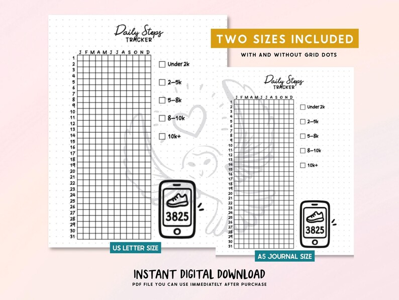 Daily Steps Tracker Printable, Fitness Journal, Daily Planner Page ...