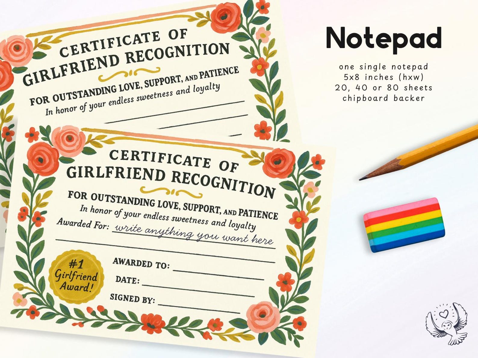 Notepad Certificate of Girlfriend Recognition • Funny Gift for Her ...