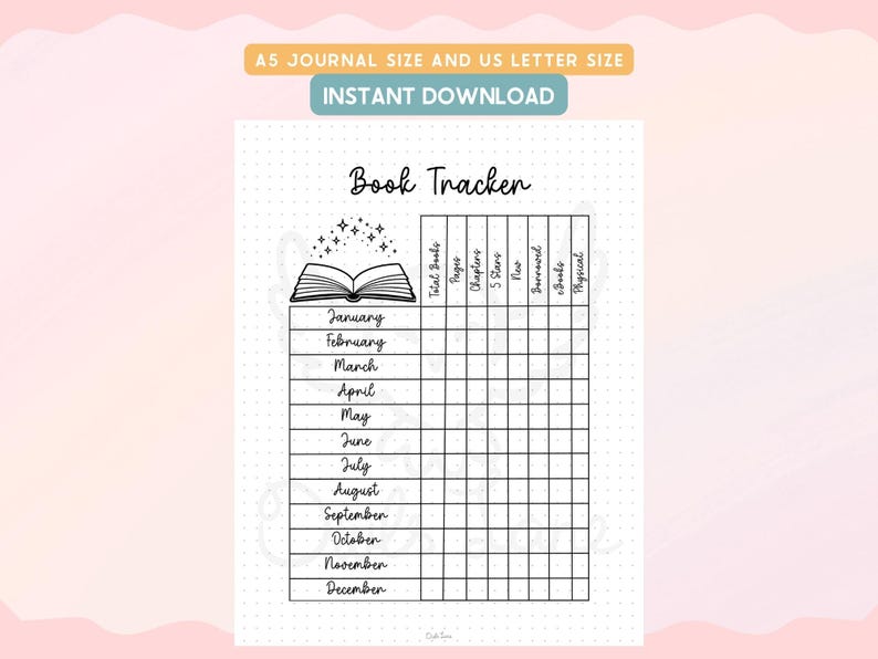 Yearly Book Tracker Printable | Reading Log Book Journal | Track Books ...