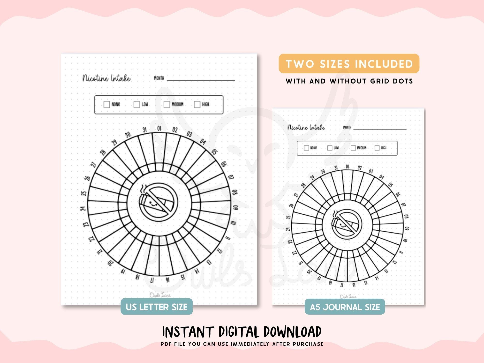 Nicotine Intake Tracker Printable Journal Pages, Quit Smoking Tracker ...