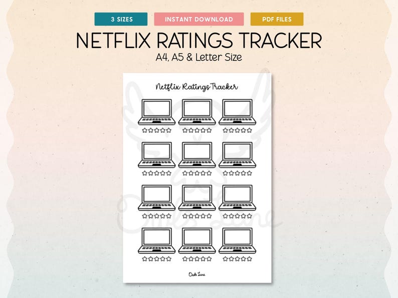 Netflix Ratings Tracker Printable Journal Page • Movie Tracker ...