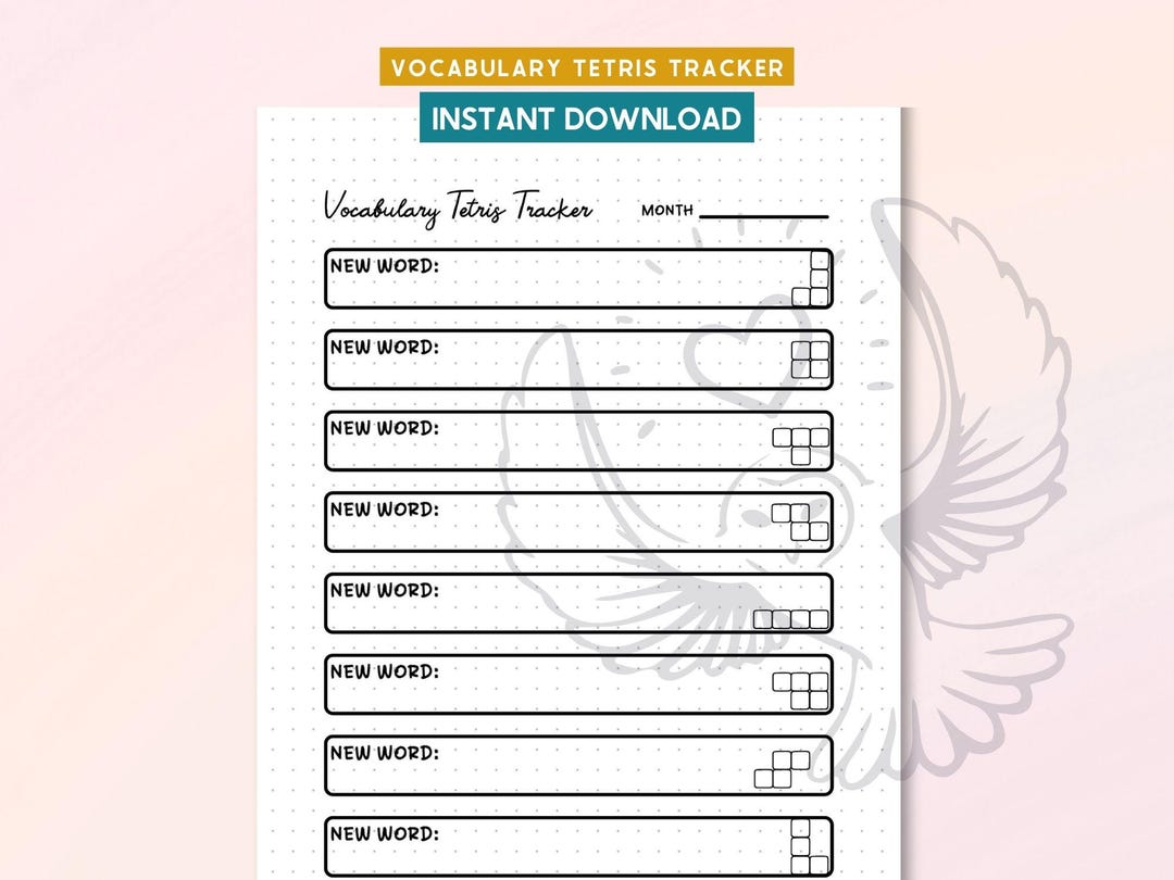 Vocabulary Tetris Tracker Printable, Student Vocabulary Log, A5 & US ...
