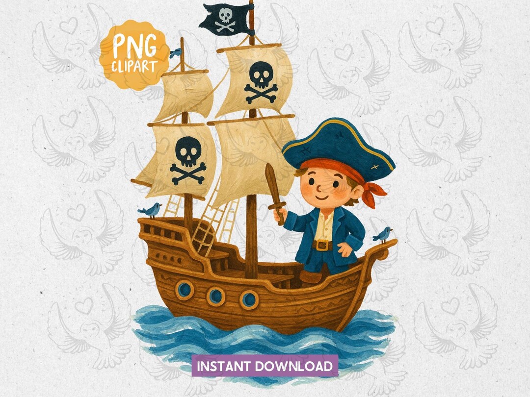 Pirate Clipart Bundle, Kids Pirate PNG, Pirate Ship Graphics ...