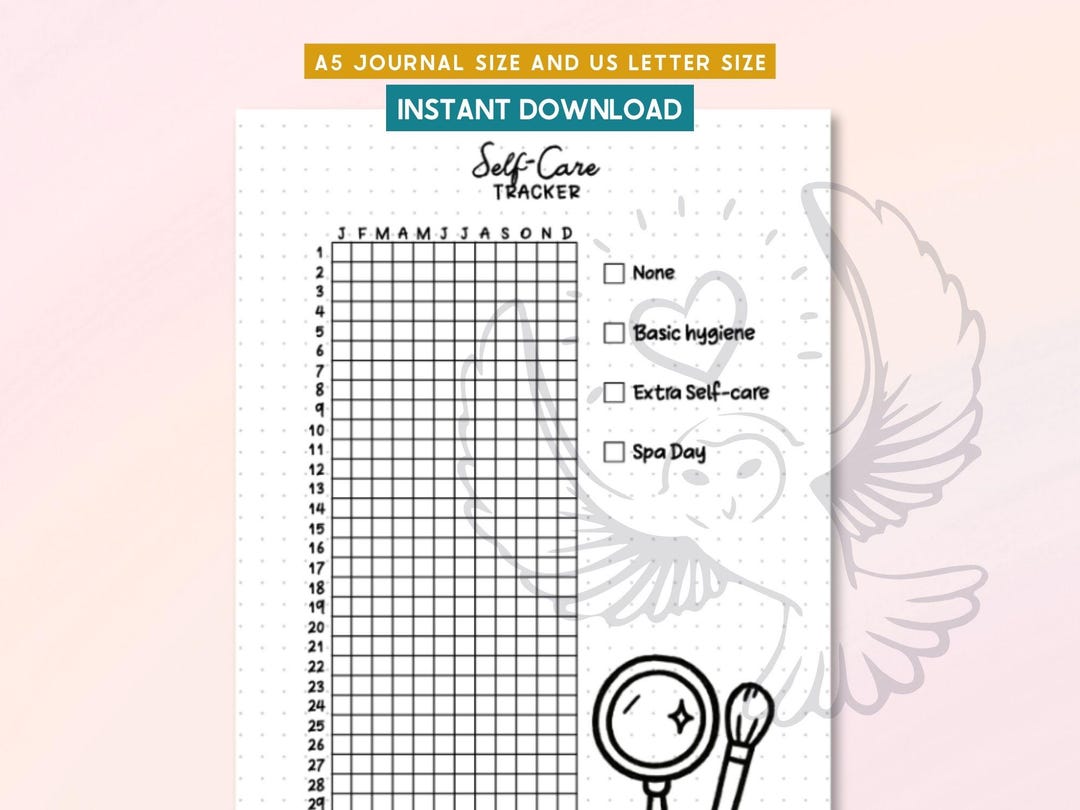 Self Care Tracker Printable, Wellness Journal, Daily Planner Page ...