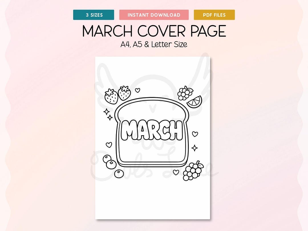 March Cover Page Printable | Bullet Journal March Cover | Cozy Journal ...