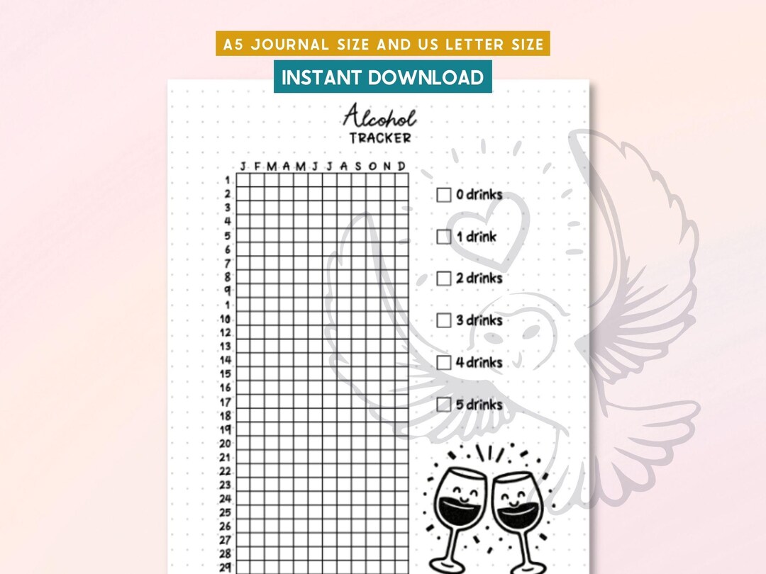 Alcohol Tracker Printable, Drinking Habit Tracker, Sober Curious ...